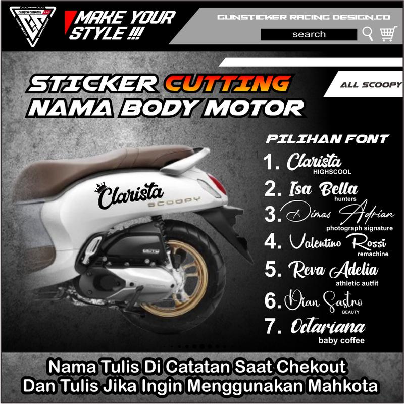 STICKER CUTTING NAMA MOTOR SCOOPY - Shop | Tokopedia