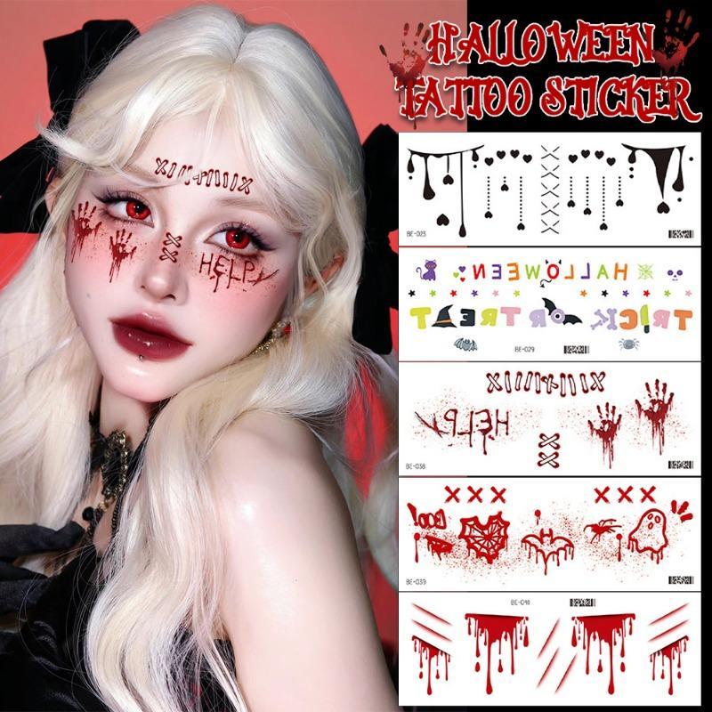 NEW 2Pcs Halloween Tattoo Sticker Simulation Temporary Fake Bloody ...