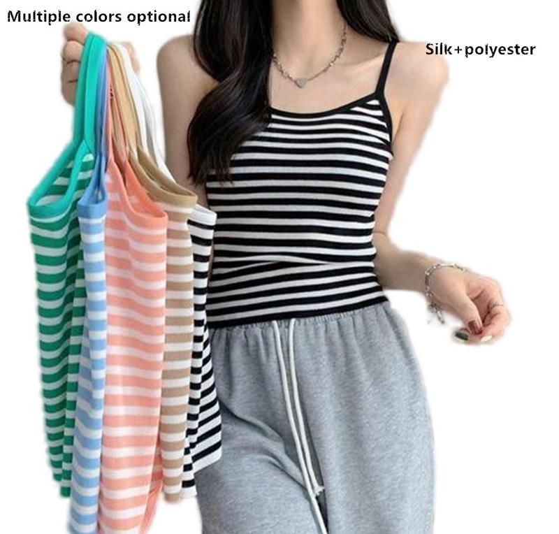Women's Sleeveless Silk+polyester stripe design Slim Fit Sando - TikTok ...