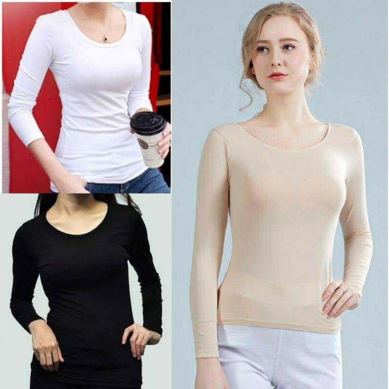 Ready Stock Muslimah Inner Baju blouse High Neck top Long Sleeved ...