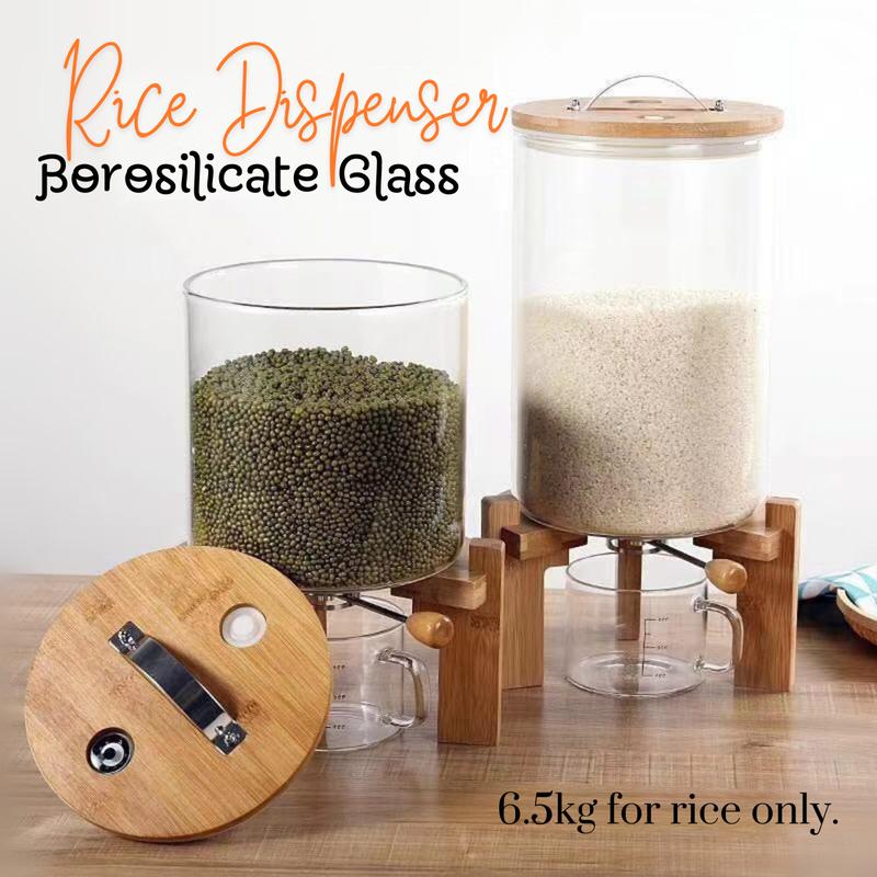 Locaupin Borosilicate Glass Rice Dispenser Aesthetic Design Kitchen ...