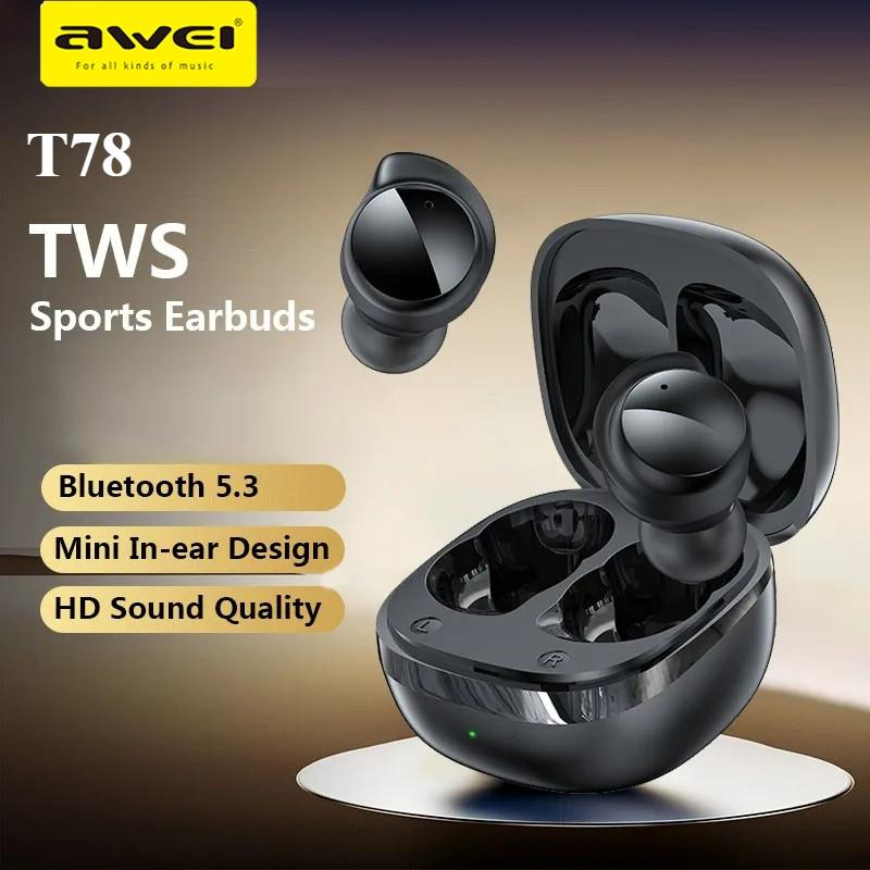 Awei T78 TWS Bluetooth 5.3 Earphone Mini In-ear dengan Mikrofon Kualiti ...