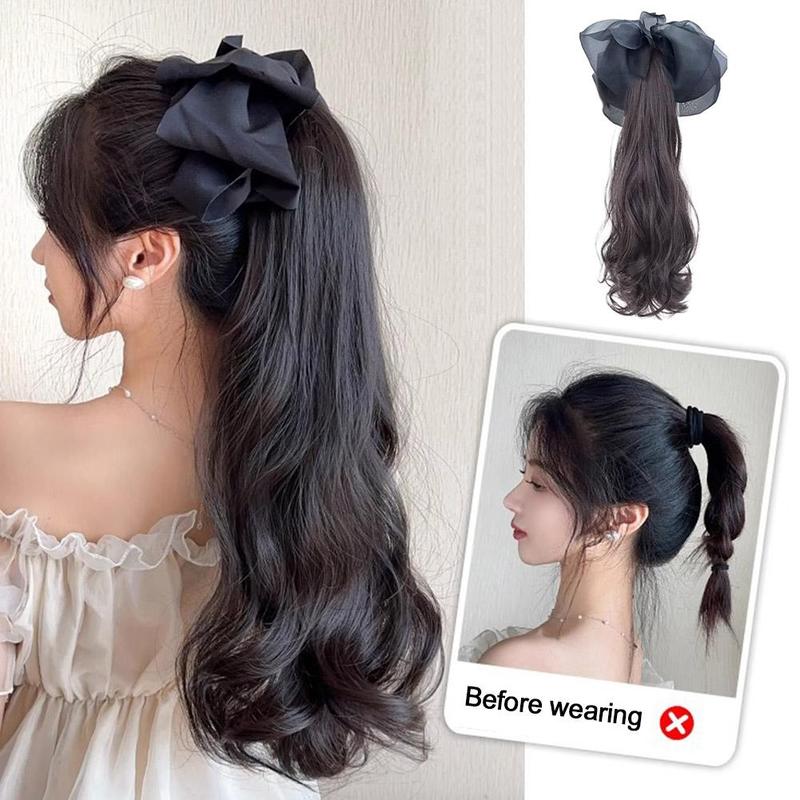 Big Wave High Ponytail Wig Female Scrunchy Clip-on Hair Simulation ...