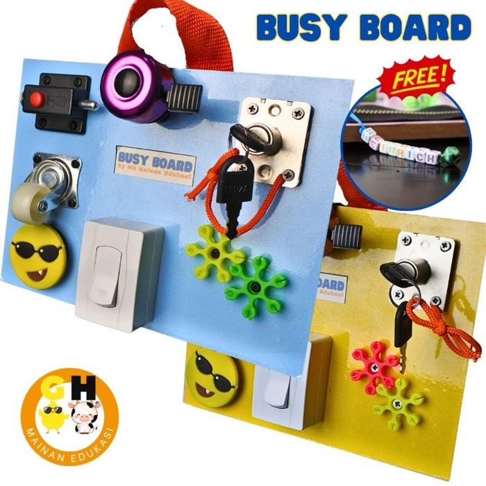 Jual Busy Board Mainan Montessori Edukasi Anak Busyboard Sensori ...