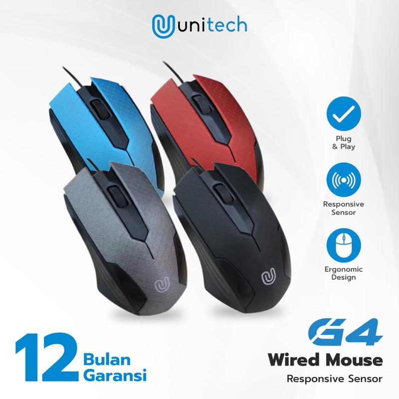 Optical Mouse G4 Unitech Wired Kabel USB 1000DPI - Shop | Tokopedia