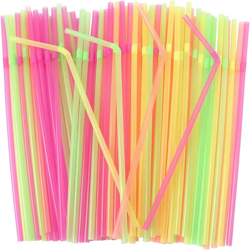Flexible Plastic Straws Disposable Vibrant Assorted Colors Bendy ...