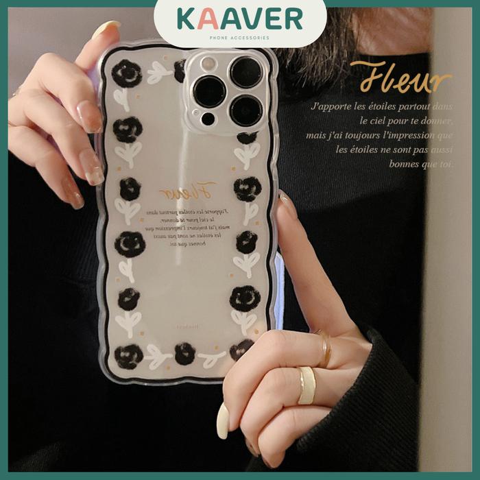Promo KAAVER - Fleur Border Bunga Hitam Transparant Softcase iP 7 8 SE ...