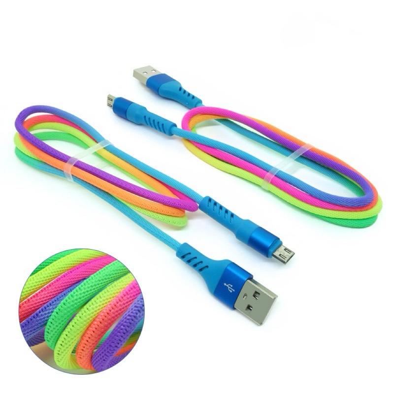 Rainbow color data cable Applicable to For Android /IPHONE /Type ...