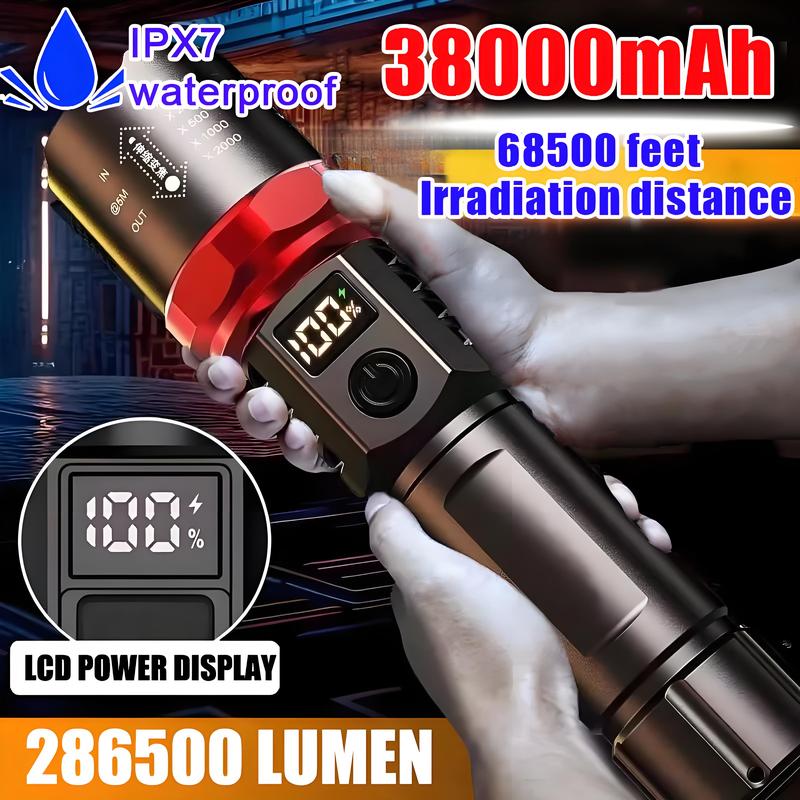 Led 50000W torch light rechargeable flashlight waterproof most bright ...
