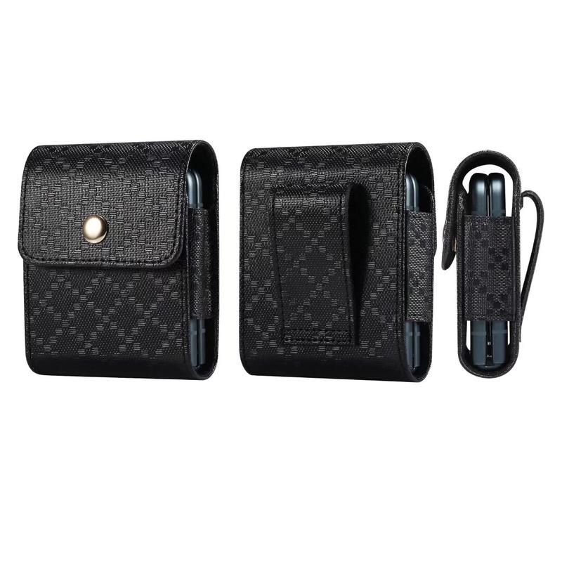 Grid pattern Leather Bag Pouch For Folding Phone Samsung Z Flip ...