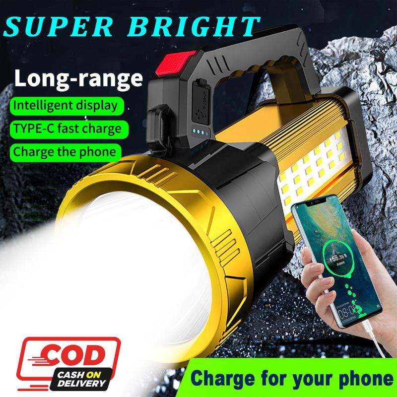 Search light super bright waterproof led flashlight rechargeable ...