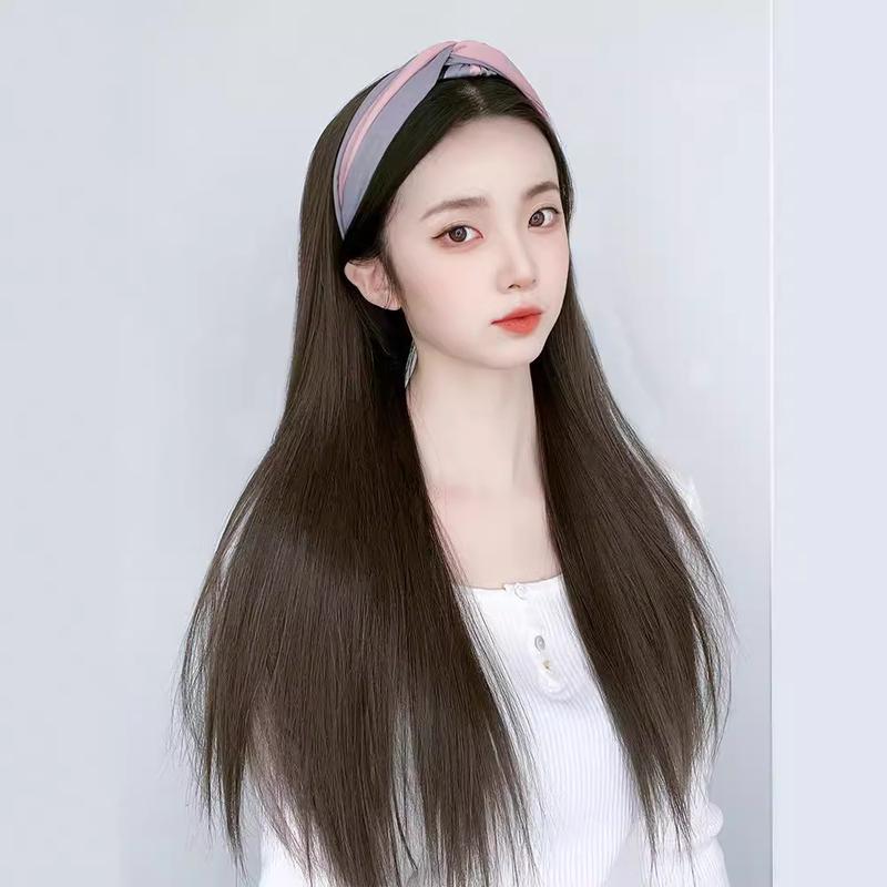 Wig for Women, Detachable Wig Headband, Long Straight Hair, Curly ...