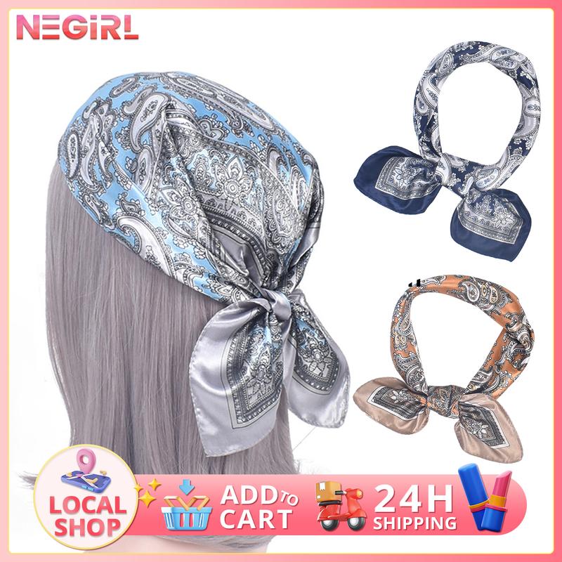Fashion Print Satin Head Scarf Hair Bands for Girls Women Headband ...