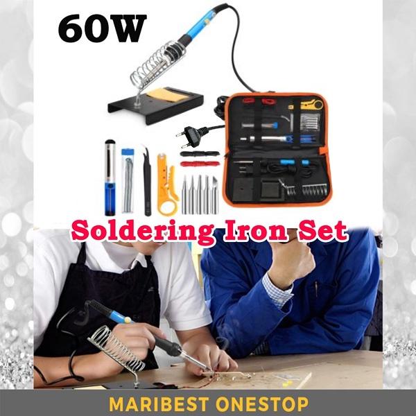 Set Besi Memateri 60W 220V Mudah Alih Kit Besi Elektronik 200-450°C ...
