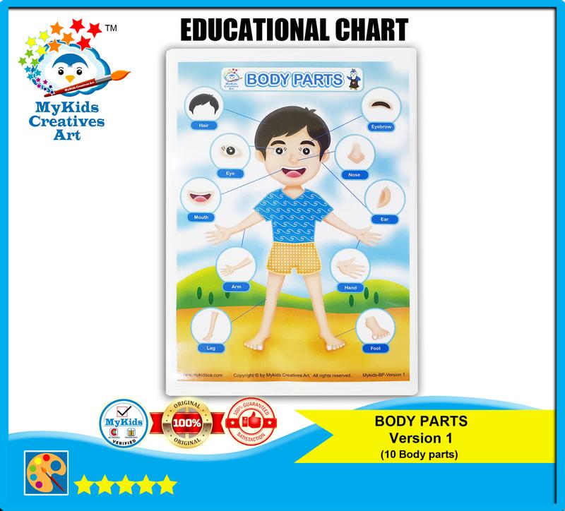 EDUCATIONAL CHART CARD (KIDS) BODY PARTS - TikTok Shop Malaysia