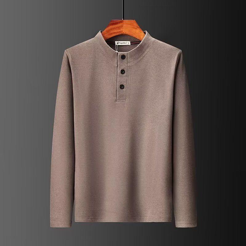 Kemeja Turtleneck Separuh Baldu, untuk Lelaki, Gaya German, Baju ...