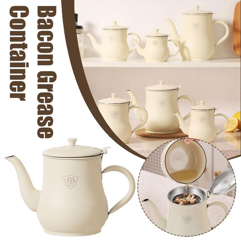 Cooking Oil Container Stainless Steel Oil Strainer Pot Container 1000ml ...