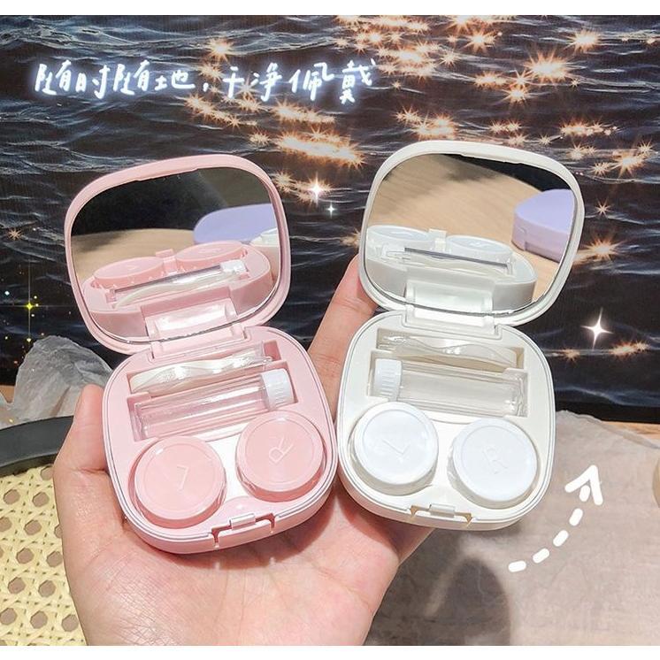 Candy Solid Color Contact Lens Case Simple Glossy DIY Portable - TikTok ...