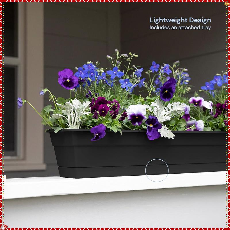 Window Frame planter: 24 inch - black - with tray, weatherproof ...