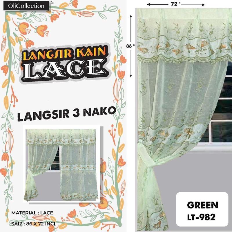 LANGSIR LACE BERSULAM [3 PANEL] Curtains Sulaman Textiles Soft - TikTok ...