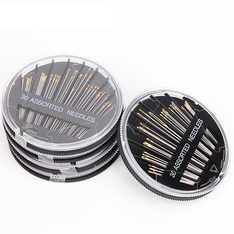 30pcs/set Black Hand Sewing Disk Needle Box Gold Tail Sewing - TikTok ...