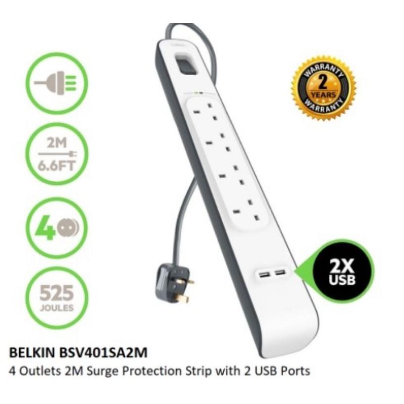 Belkin 4 Way Surge+2.4A USB Protection (2M) BSV401sa2M - TikTok Shop ...