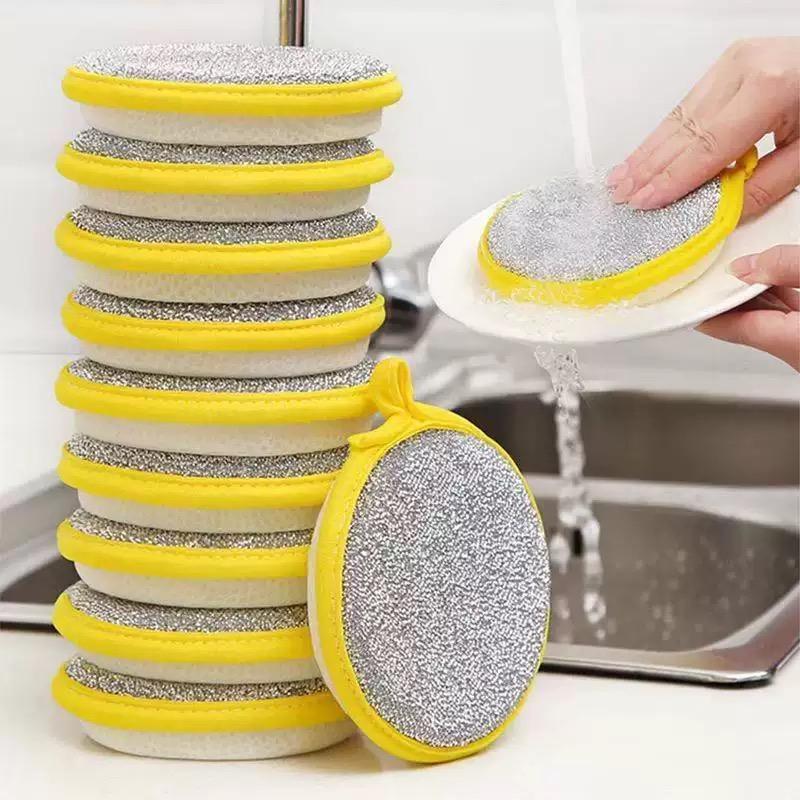 Double-sided Dishwashing Sponge, 3 Counts Scrubbing Pot Brush, - TikTok ...