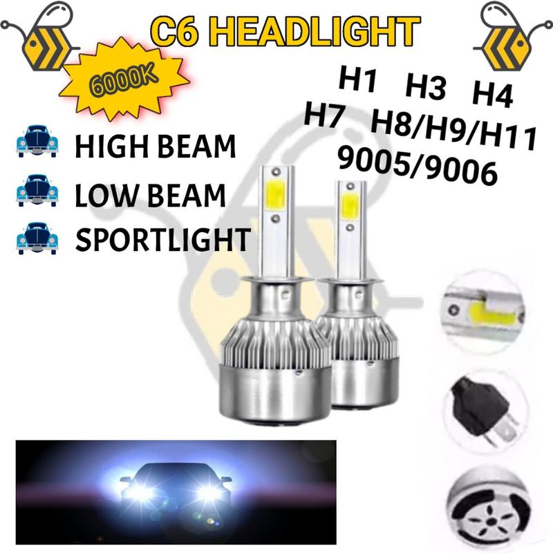 OO C6 Headlight COD LED H1 H3 H4 H7 H11 9005 9006 Fog Light Bulb ...
