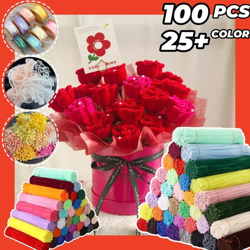 Plush Stick 100pcs Twisting Bar Chenille Stems Wire Pipe Kids DIY ...