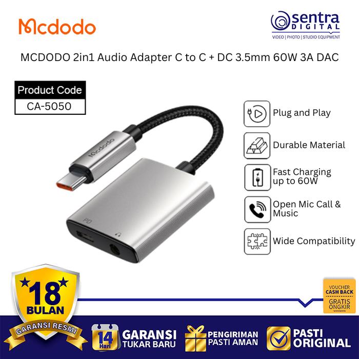 Promo MCDODO CA-5050 Adapter 2in1 Type C Audio Jack 3.5mm + Port ...