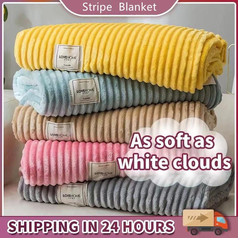 Selimut Baldu Gebu Flannel Stripe&Plain Microfiber Blanket Super ...