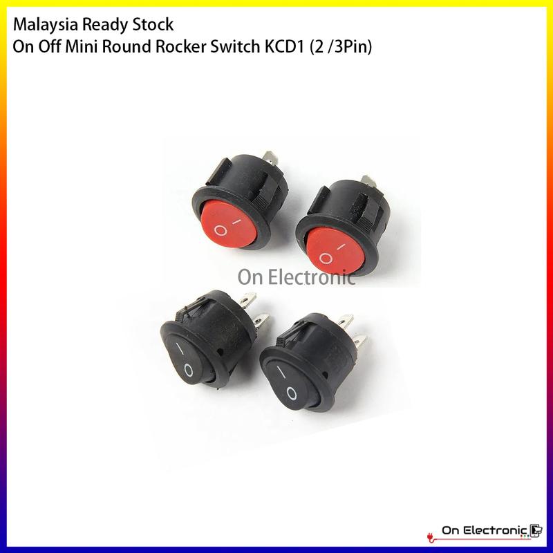 Mini Round Rocker Switch KCD1-105S 2/3 Pin On Off Black/Red W/O ...