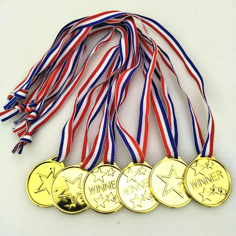 [SSJ]10Pcs Plastic Gold Winners Medals Children Game Sports Prize ...