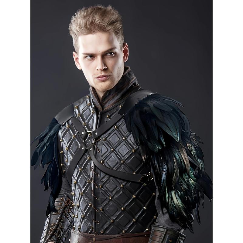 Gothic Feather Cloak Armor Costume for Men Adjustable Fake Shoulder ...