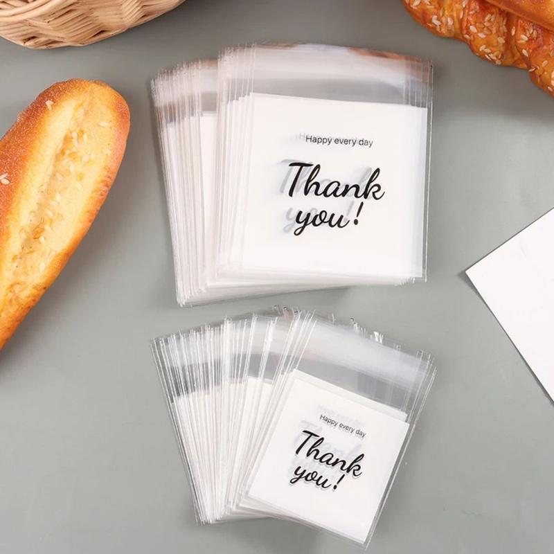 Beg Hadiah Gula-gula Lutsinar, 100Pcs, Bahan Plastik, Beg Hiasan ...