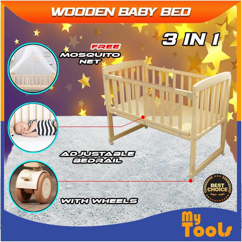 Mytools Small Wooden Baby Bed Rocking Cradle Cots with Wheel - TikTok ...