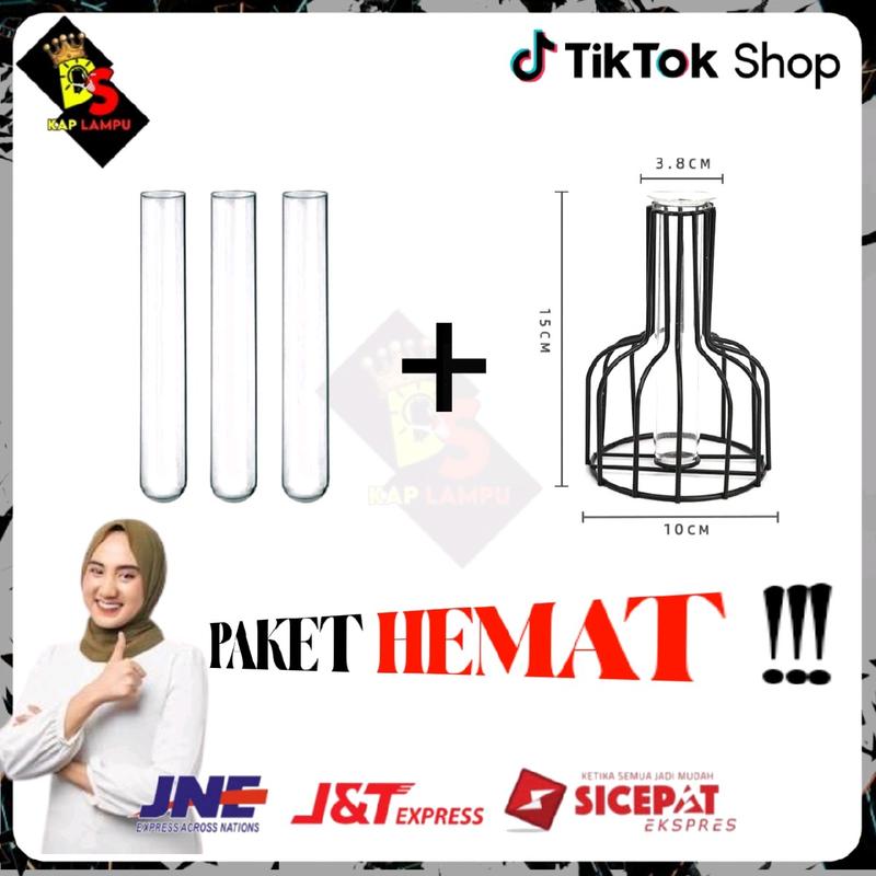 VAS BUNGA MEJA TABUNG BESI - KACA MODERN Glaze - Shop | Tokopedia