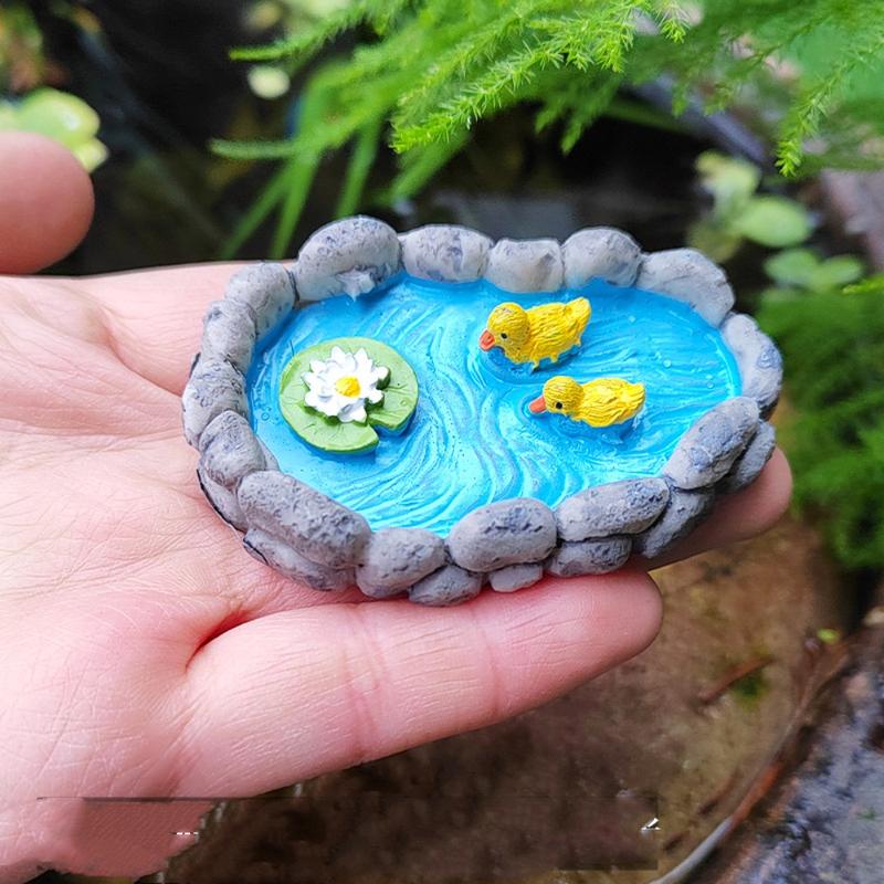 Kolam Air Baharu Mini Mikro Landskap Itik Katak Kolam Mini Simulasi ...