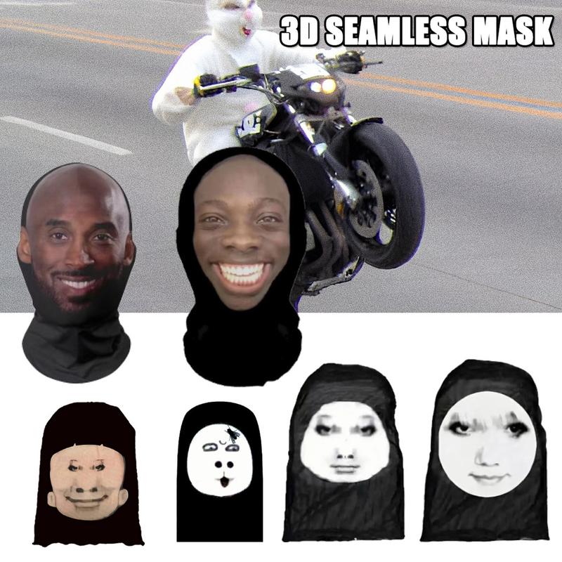 Topeng Lancar 3D Muka Lucu Bercetak Fesyen Kebaharuan Topeng Kepala ...
