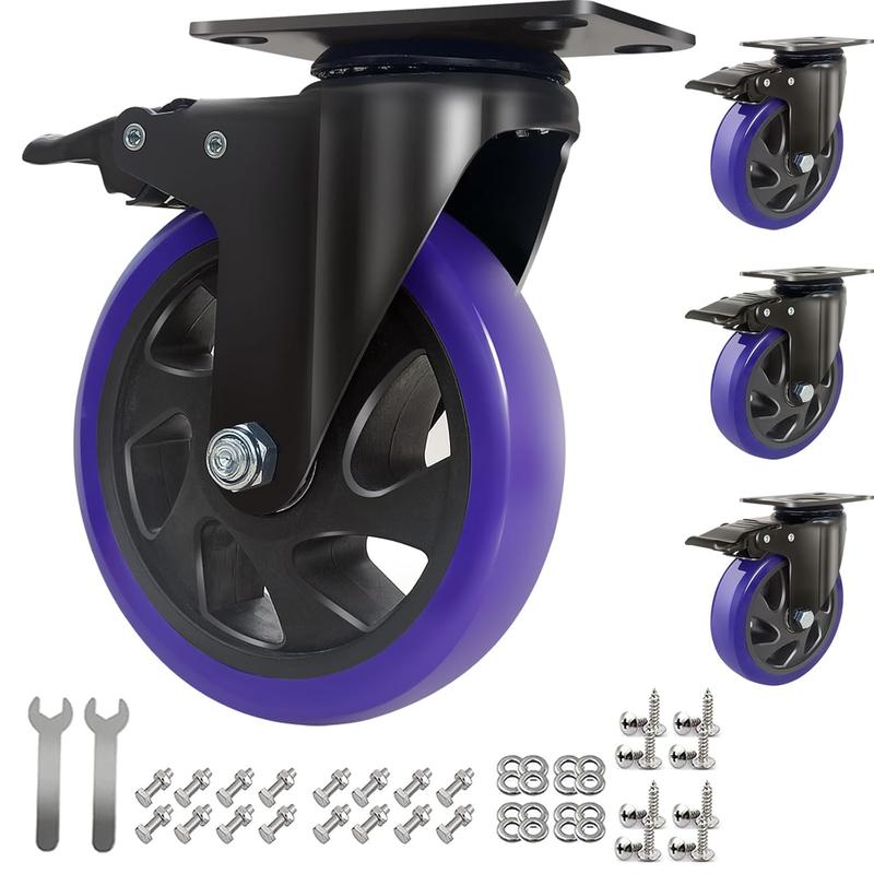 6 Inch Caster Wheels 3000lbs,Heavy Duty Casters Set of 4 wit - TikTok Shop