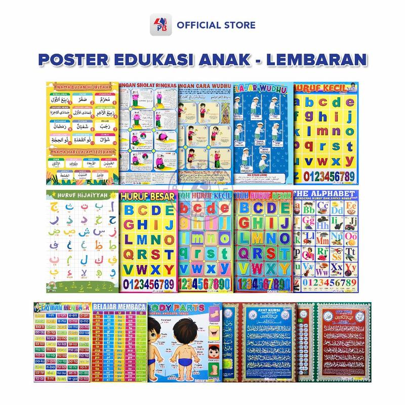 Poster Edukasi Anak Mainan Edukasi Anak Seri Lembaran Edukasi Anak ...