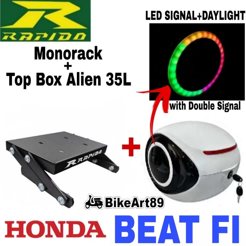 Rapido Monorack Honda Beat FI 17-Present Combo Set with Top Box ...