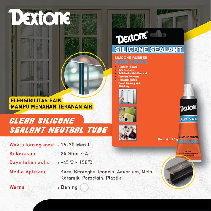 Jual Dextone Lem Kaca Silicone Sealant Netral Tube / Lem Wall Panel ...