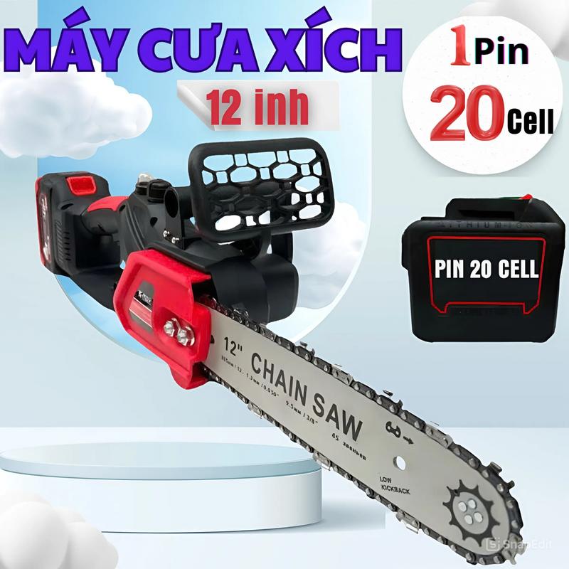 [ BÁN CHẠY ] Máy Cưa Xích 12 inh KUTAN Cầm Tay Pin 20 CELL Tra - TikTok ...