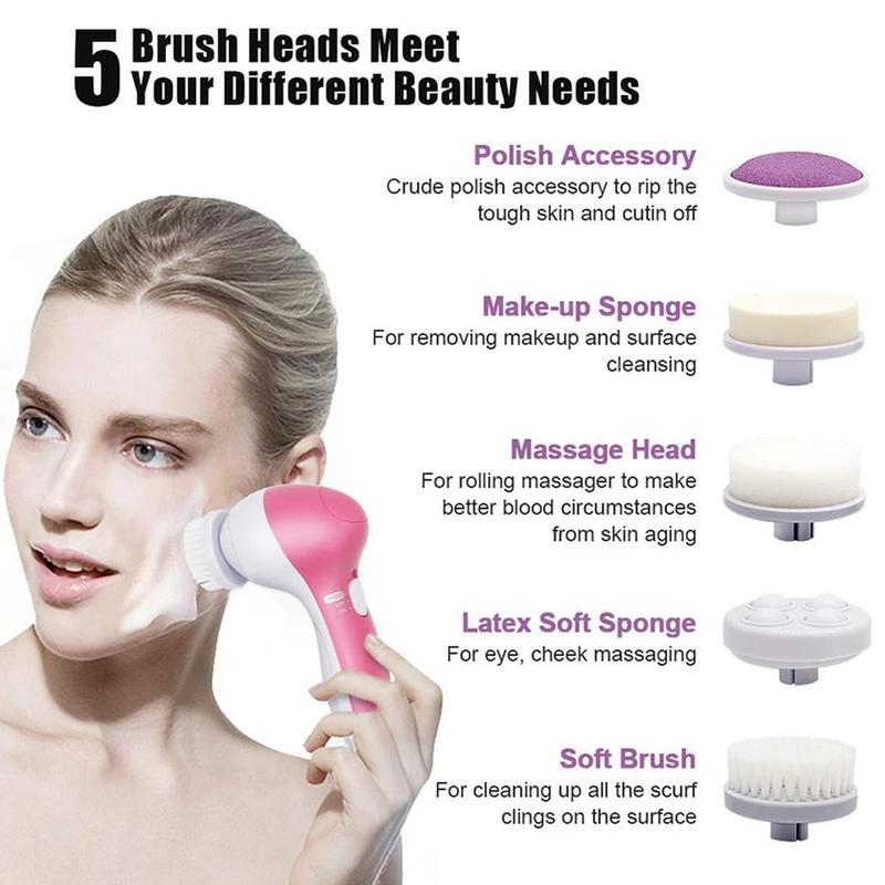 5 in 1 Electric Facial Cleanser Wash Face Cleaning Machine Electric ...