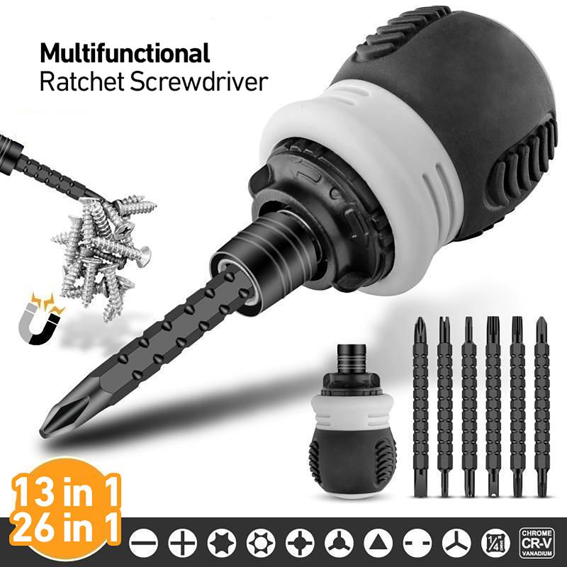 26 in 1 Ratchet Screwdriver Set Mini Hand Tool CRV Cross Groove ...