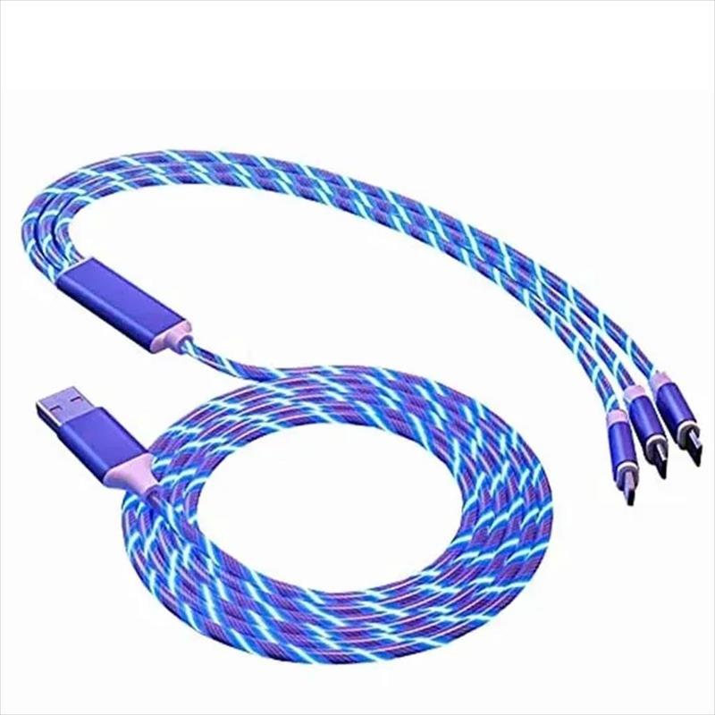 Kabel Charger LED 3IN1 - Kabel Data LED 3IN1 Tipe C Micro Lightning ...