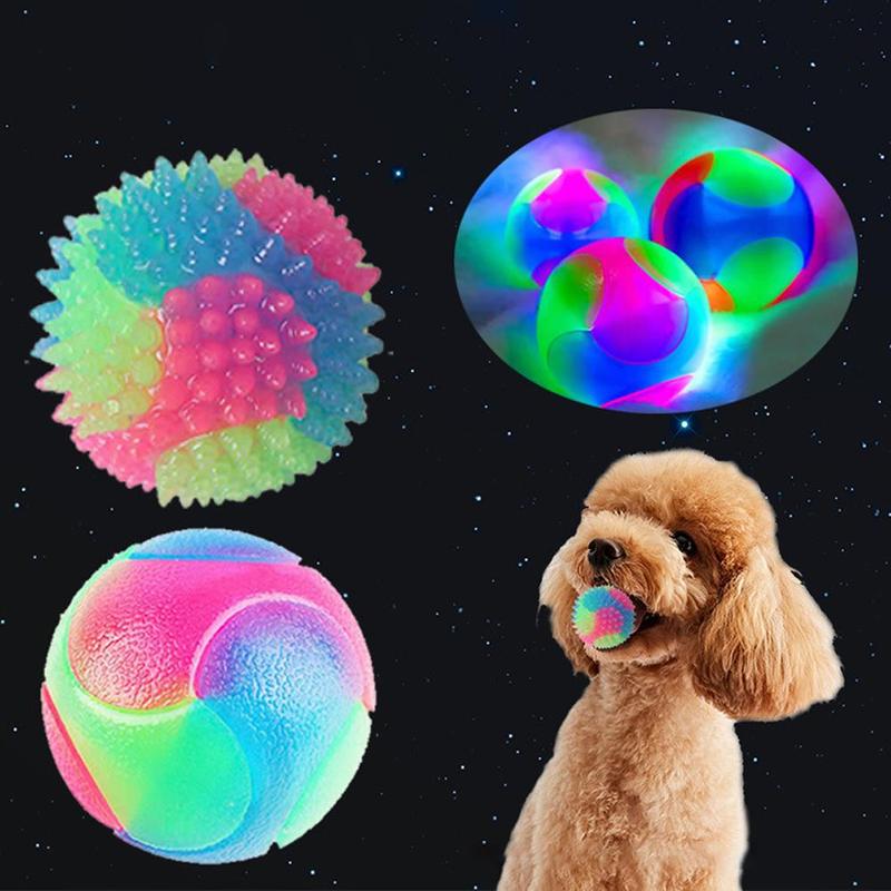 Pet Luminous Toy Ball Small Dog Teddy Flash Dog Toy Throwing Ball Solid ...