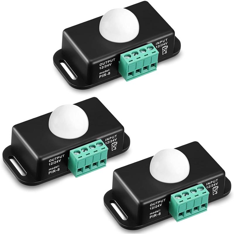 3 Packs 12 V 24 V PIR Sensor Adjustable LED c Black Motion Detector ...