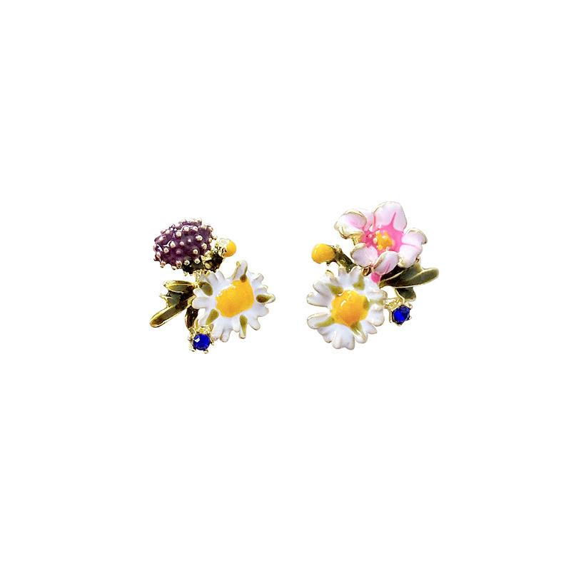 Anting-anting Stud Bunga Enamel, Manis dan Elegan, Sesuai untuk ...